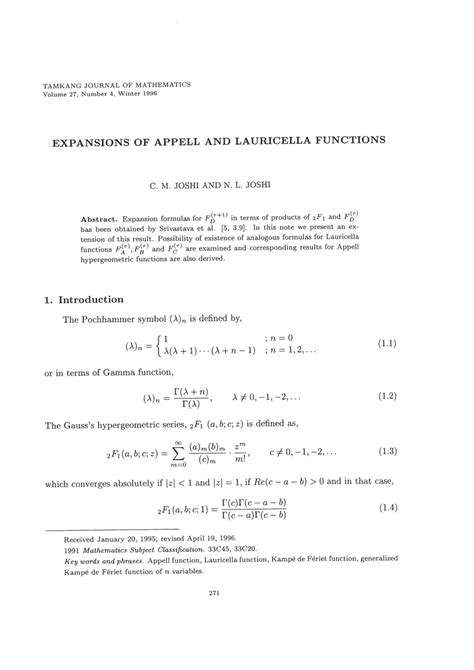 pdf expansions of appell and lauricella functions