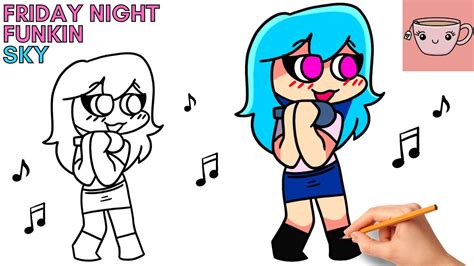 How To Draw Soft Sky Friday Night Funkin Mod Fnf Cute Easy Step