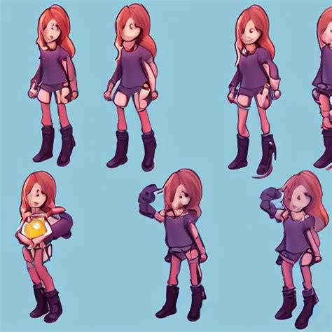 Walk Animation Sprite Sheet Of A Girl Artstation Stable Diffusion
