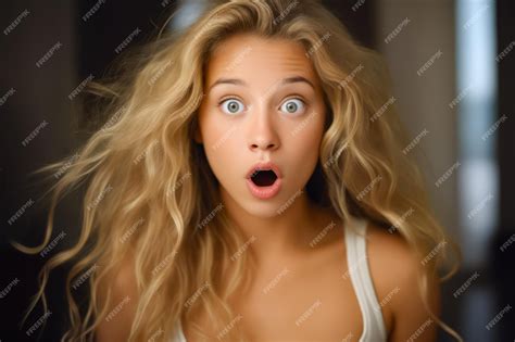 Premium Photo Woman With Surprised Look On Her Face And Hair Generative Ai