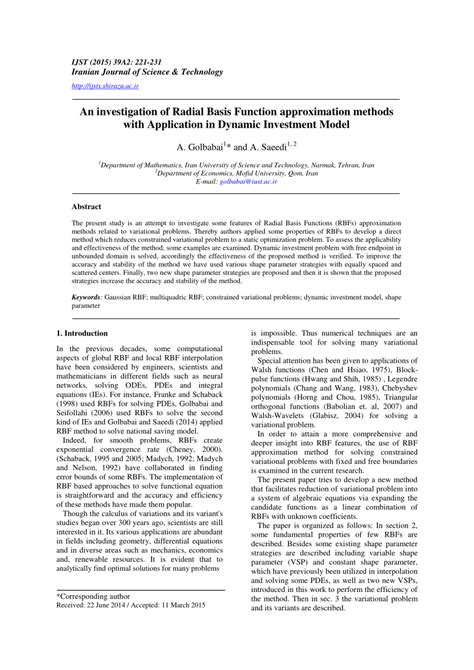 pdf an investigation of radial basis function approximation methods with application in