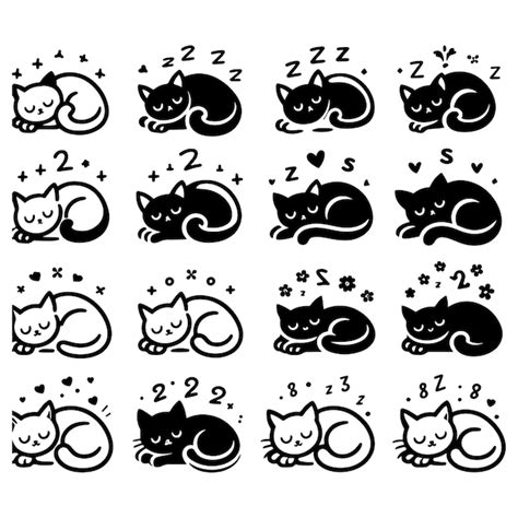 Conjunto De Ilustraciones Vectoriales De Gatos Lindos Vector Premium