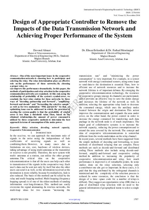 pdf ijert design of appropriate controller to remove the impacts of the data transmission
