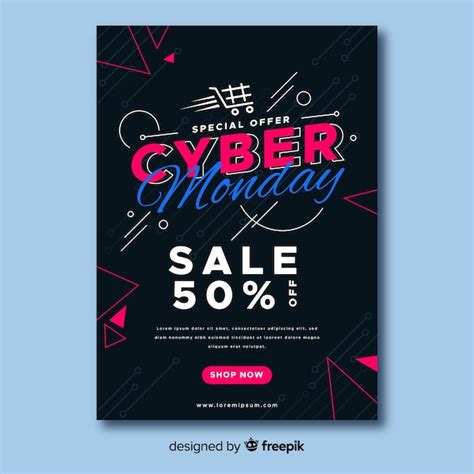 Free Vector Flat Design Cyber Monday Flyer Template