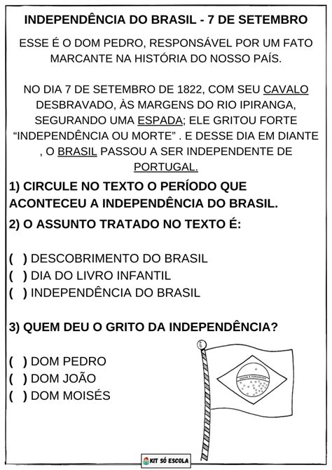 Sequência de Atividades Independência do Brasil SÓ ESCOLA