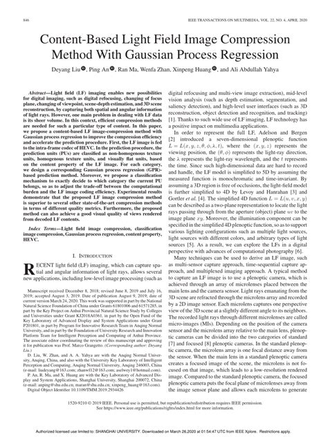pdf content based light field image compression method with gaussian process regression