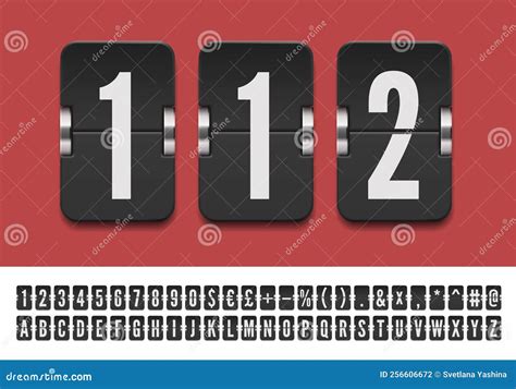 Set Of Flip Score Board Numbers With Shadows For Countdown Timer Or