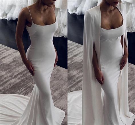 Sexy Backless Wedding Dresses With Cape Wrap Mermaid Spaghetti Straps