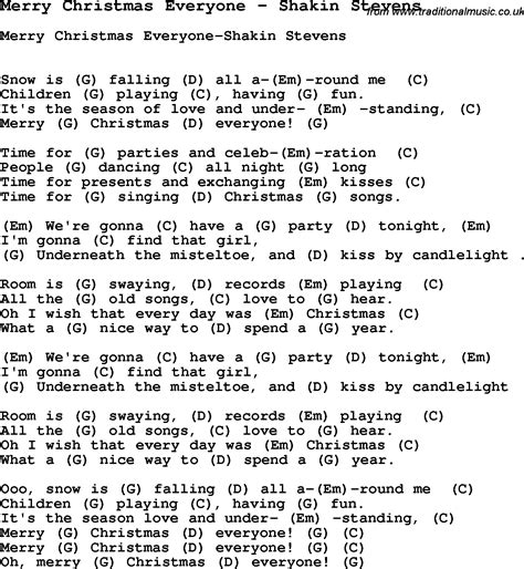 Song Merry Christmas Everyone By Shakin Stevens Song Lyric For Vocal