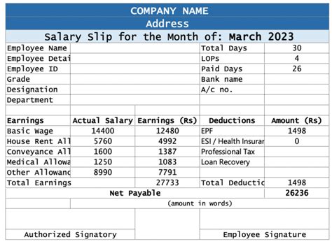 simple salary slip formats in excel word pdf download