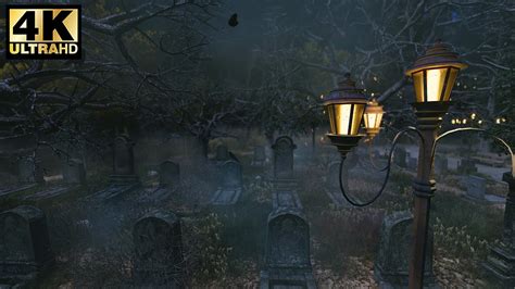 Immersive Halloween Ambience 4K A Night In A Haunted Cemetery 3D