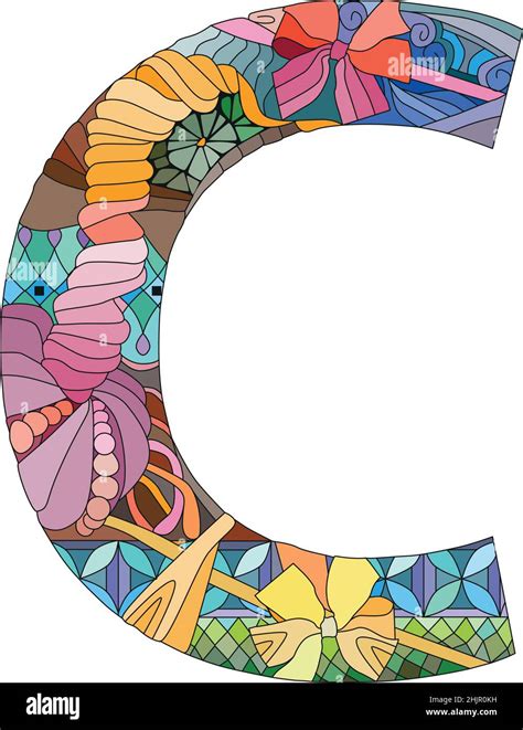 Zentangle Stylized Alphabet Letter C Vector Illustration Ethnic