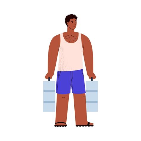Triste Hombre Africano Sostiene Botellas De Agua Concepto De Escasez De