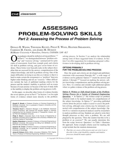 pdf assessing problem solving skills part 2 assessing the process of problem solving