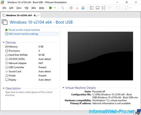 Boot On An USB Key From A Virtual Machine With VMware Workstation 17