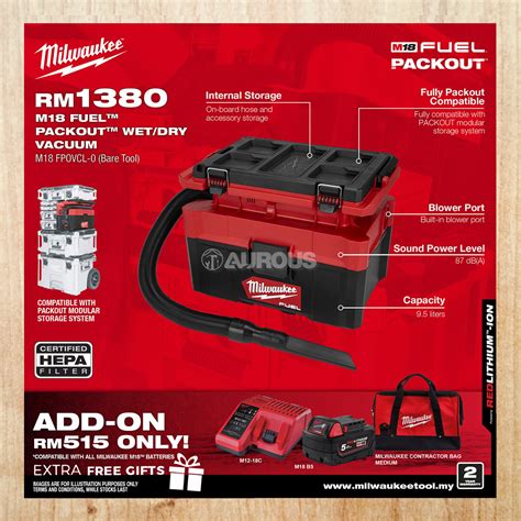 Milwaukee M Fuel Packout Wet Dry Vacuum M Fpovcl Bare Tool