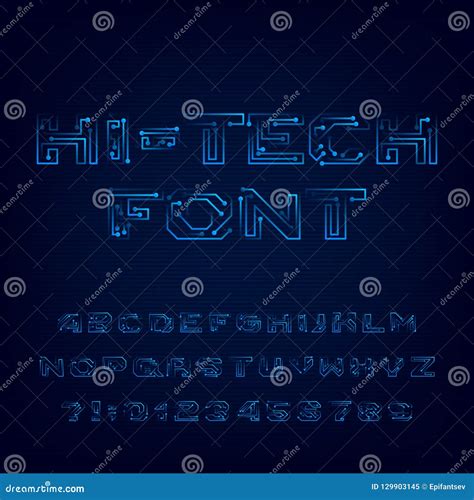 Hi Tech Font Alphabet Digital High Tech Style Letters And Numbers