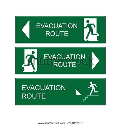 Set Evacuation Route Signs Vector Evacuation Stock Vector Royalty Free