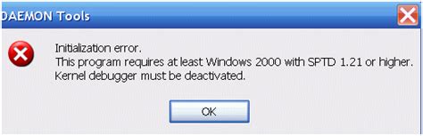 errors while using daemon tools