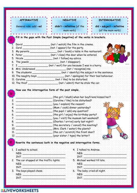 Simple Past Tense Sentences Worksheets Printable Templates Free