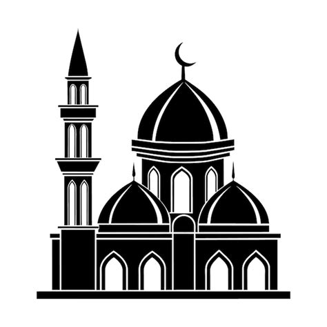 Premium Vector A Black Mosque Minaret Silhouette For Eid Mubarak