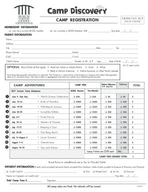 Fillable Online Summer Camp Mods Mods Fax Email Print Pdffiller