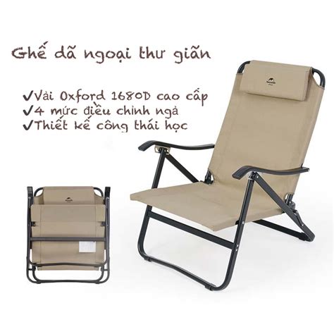 Ghế gấp thư giãn tùy chỉnh 4 mức TY05 NatureHike NH21JU010 Mai OutDoors