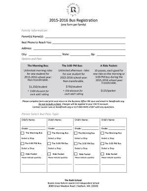 Fillable Online 20152016 Bus Registration Fax Email Print PdfFiller