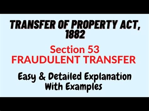 Section Transfer Of Property Act Fraudulent Transfer Youtube