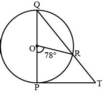 In The Given Figure PQ Is A Diameter Of A Circle With Centre O And PT
