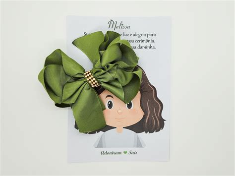 Convite Daminha e Laço Verde Oliva para Casamento