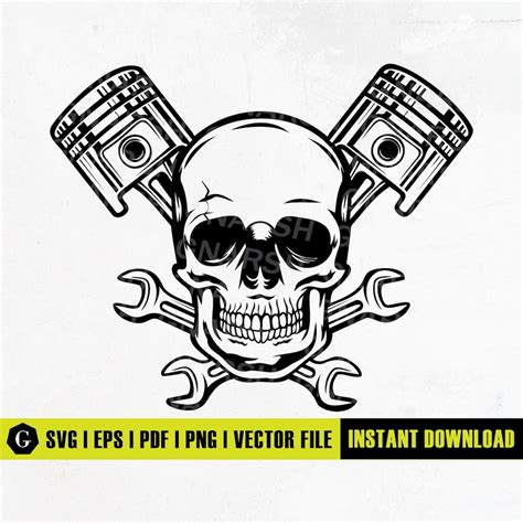 Skull Mechanic Svg Mechanic Skull Svg Mechanic Logo Patriotic Skull Svg