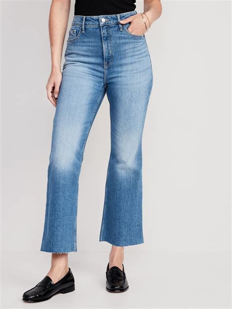 Higher High Waisted Cropped Cut Off Flare Jeans Old Navy