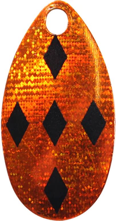 Indiana Spinner Blade Sz 5 ORANGE BLACK DIAMONDS IRIDESCENT FOIL