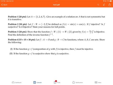 solved problem 1[20pts] let a {1 2 4 7} give an example