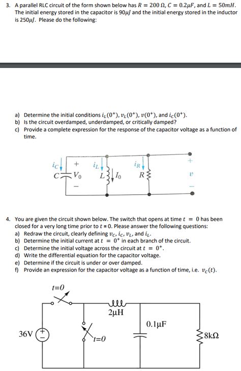 Solved A Parallel RLC Circuit Of The Form Shown Below Has R Chegg