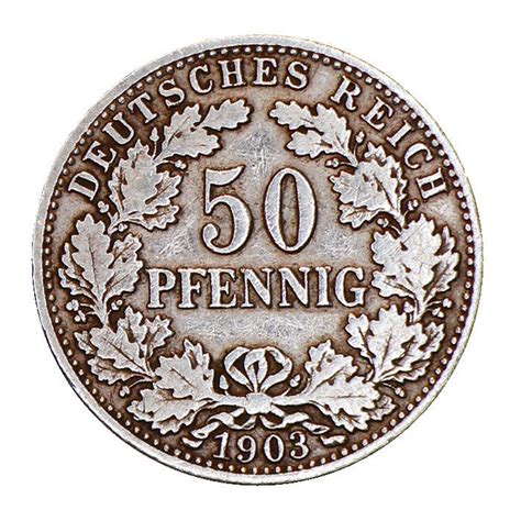 Jaeger 15 Kaiserreich 50 Pfennig Eichenkranz In Silber 1903 A S Ss