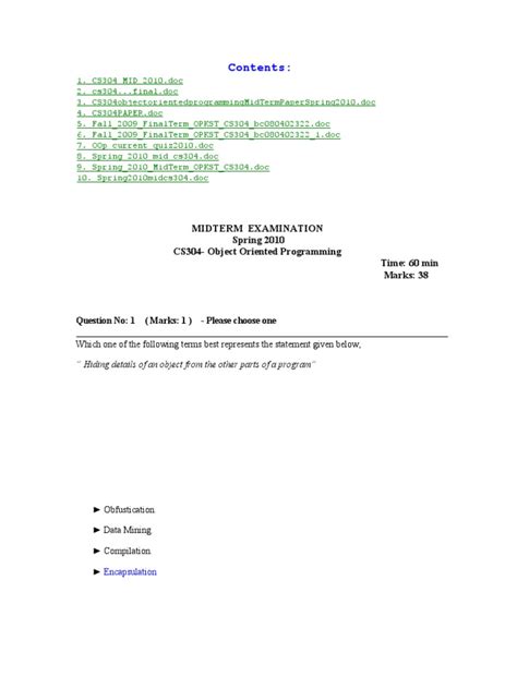 cs304 oop compiled mcq pdf class computer programming inheritance object oriented