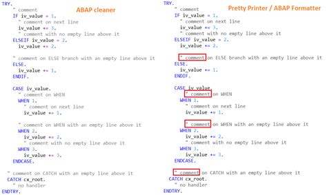 Alignment Differences In Pretty Printer Versus Abap Cleaner Issue 9