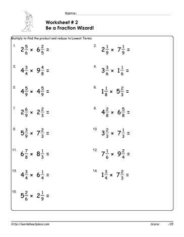 Multiply Fractions With Mixed Numbers 2 Worksheets