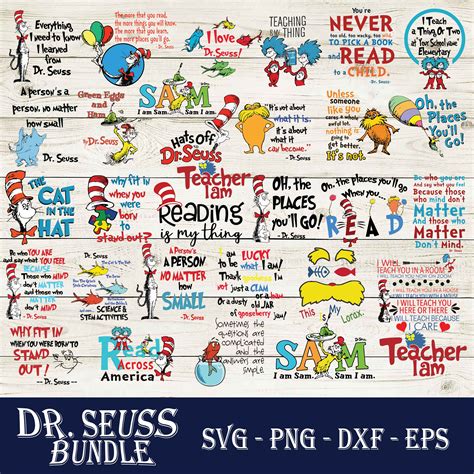Dr Seuss Svg Bundle Cat In Hat Svg Lorax Svg Thing One Two Svg Seuss