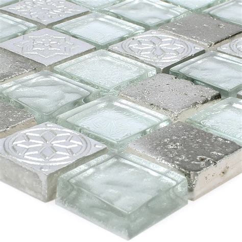 Carrelage Mosaïque Georgia Verre Pierre Naturelle Mix Argent