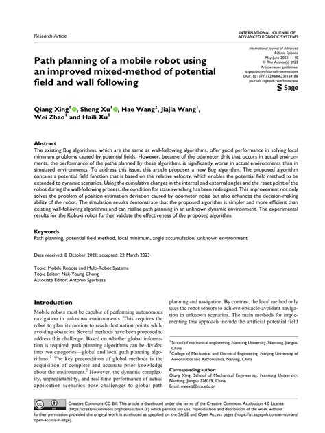pdf path planning of a mobile robot using an improved mixed method of potential field and wall