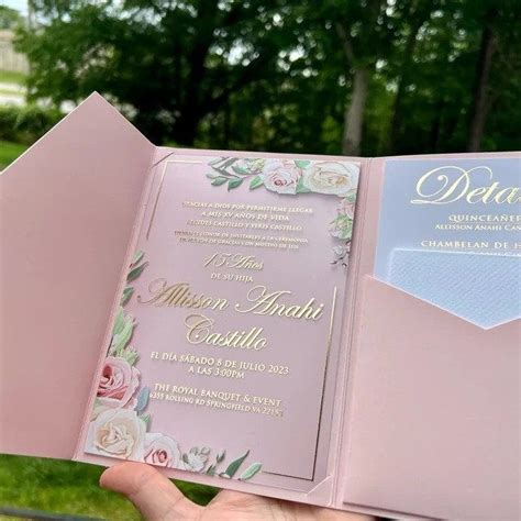 Floral Invitations Acrylic Wedding Invitations Quinceanera Invitation