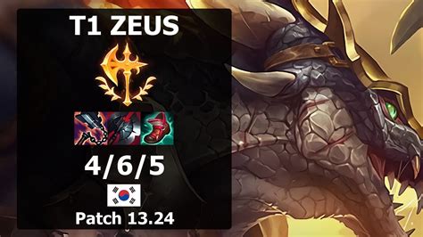 T1 Zeus Renekton TOP Vs Udyr Patch 13 24 KR Challenger YouTube
