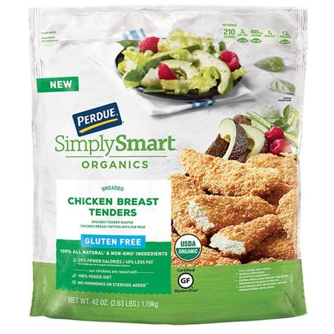 A Bag Of Simply Smart Chicken Breast Tenders Next To A Plate Of Salad