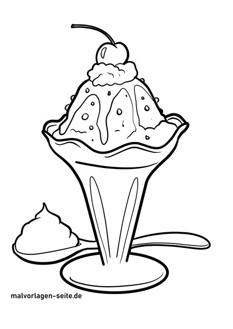 Malvorlage Eis Essen Eisbecher Ausmalbild Kostenlos Herunterladen