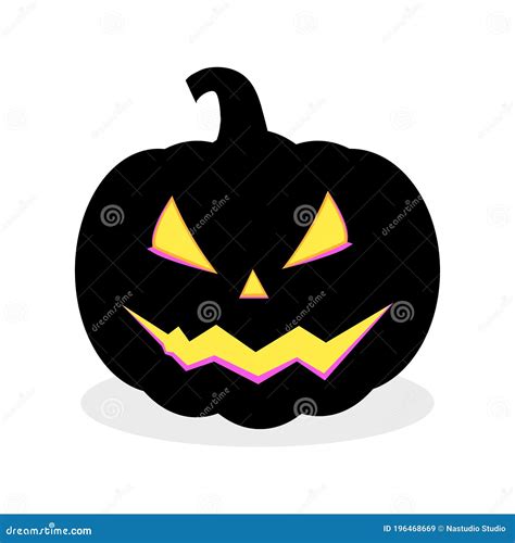 Calabaza Negra De Halloween Aislada En Fondo Blanco Ilustraci N