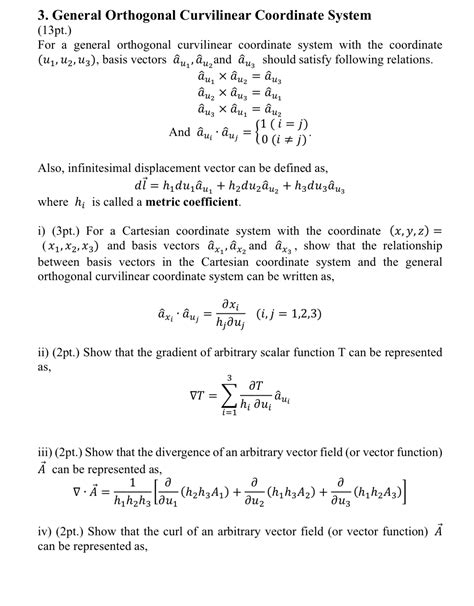 solved 3 general orthogonal curvilinear coordinate system