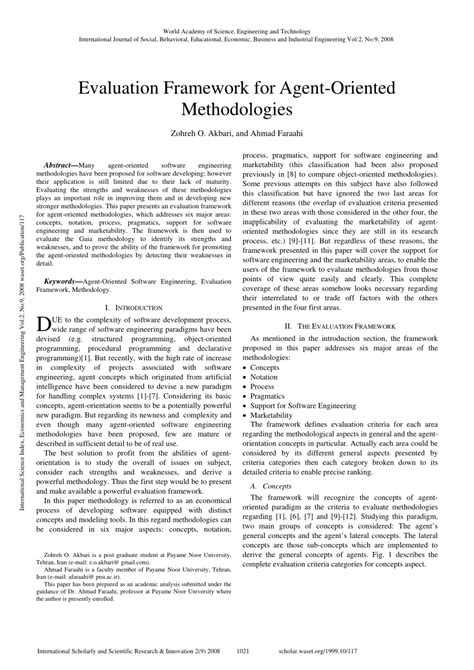 pdf evaluation framework for agent oriented methodologies